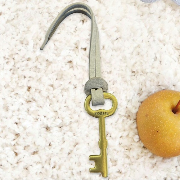 Fossil | Bags | Fossil Purse Brass Key Charm Fob Hang Tag Taupe Leather ...